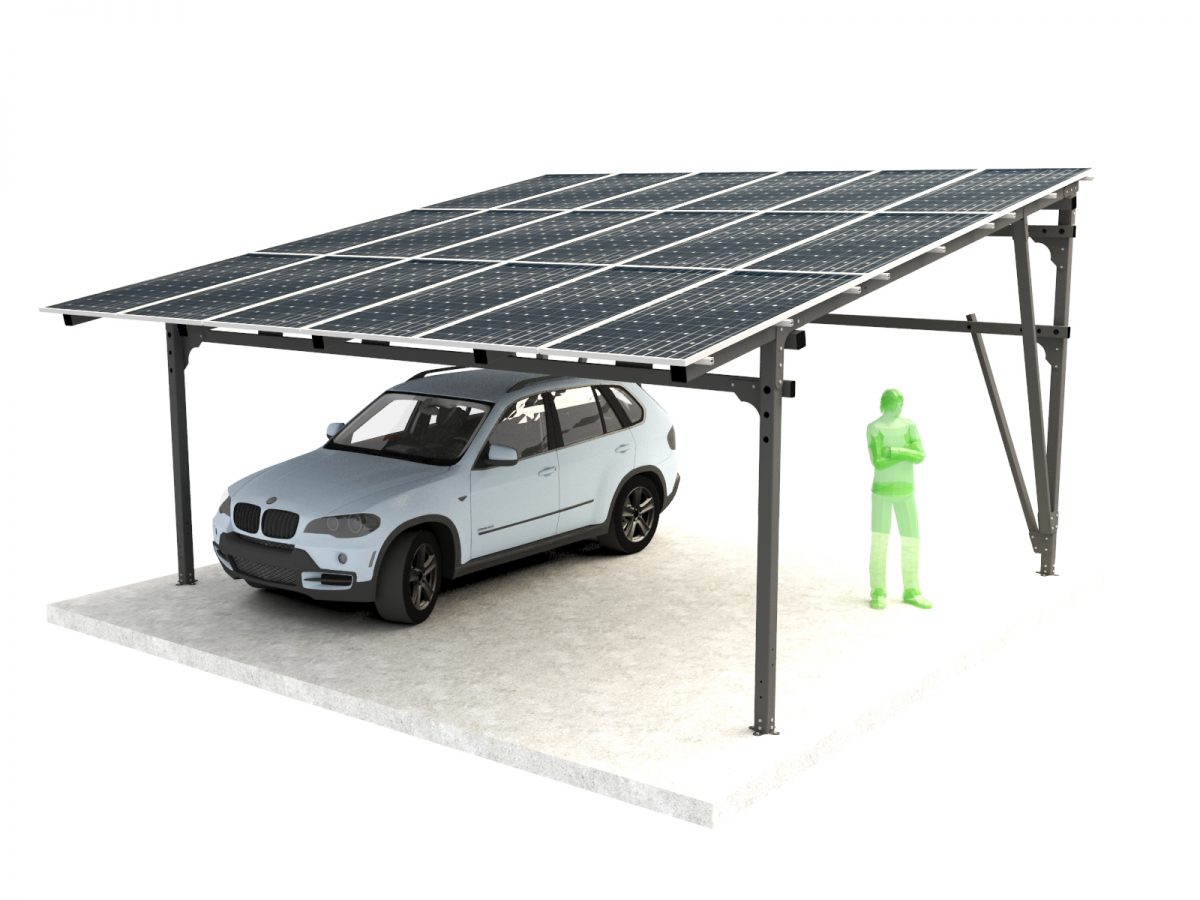 Structura panouri fotovoltaice - carport - structura la sol